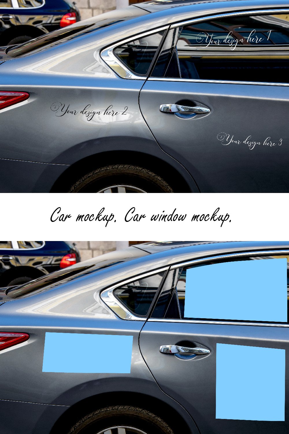 Car mockup. Car window mockup.