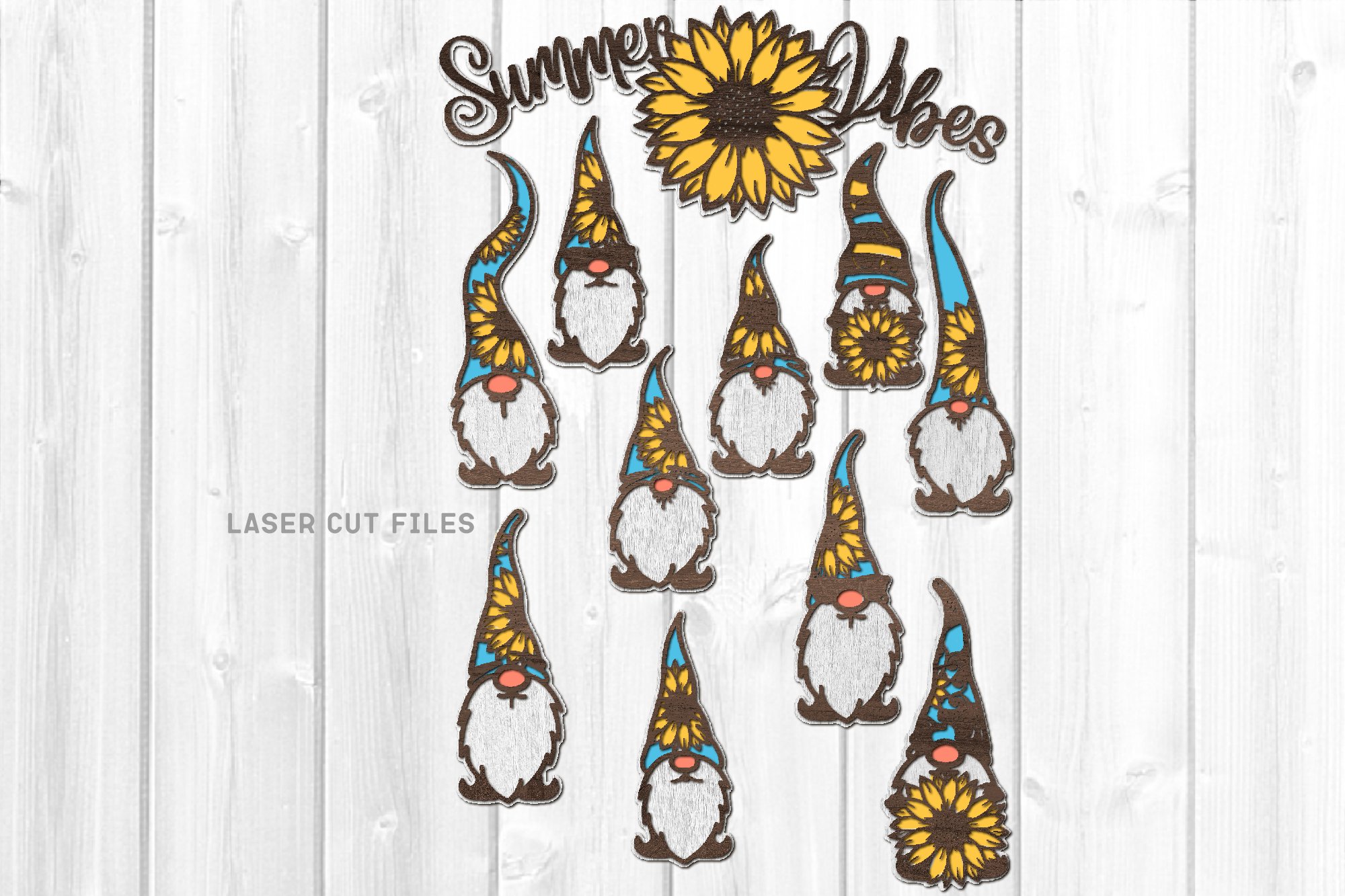 Summer Vibes Sunflower Gnome Svg Glowforge Laser Files