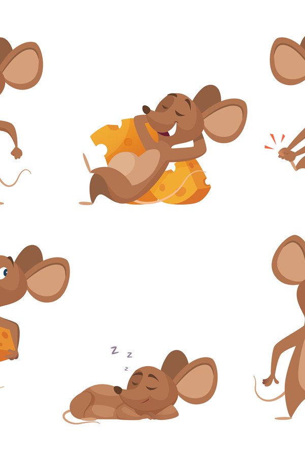 Various characters of mice in action poses