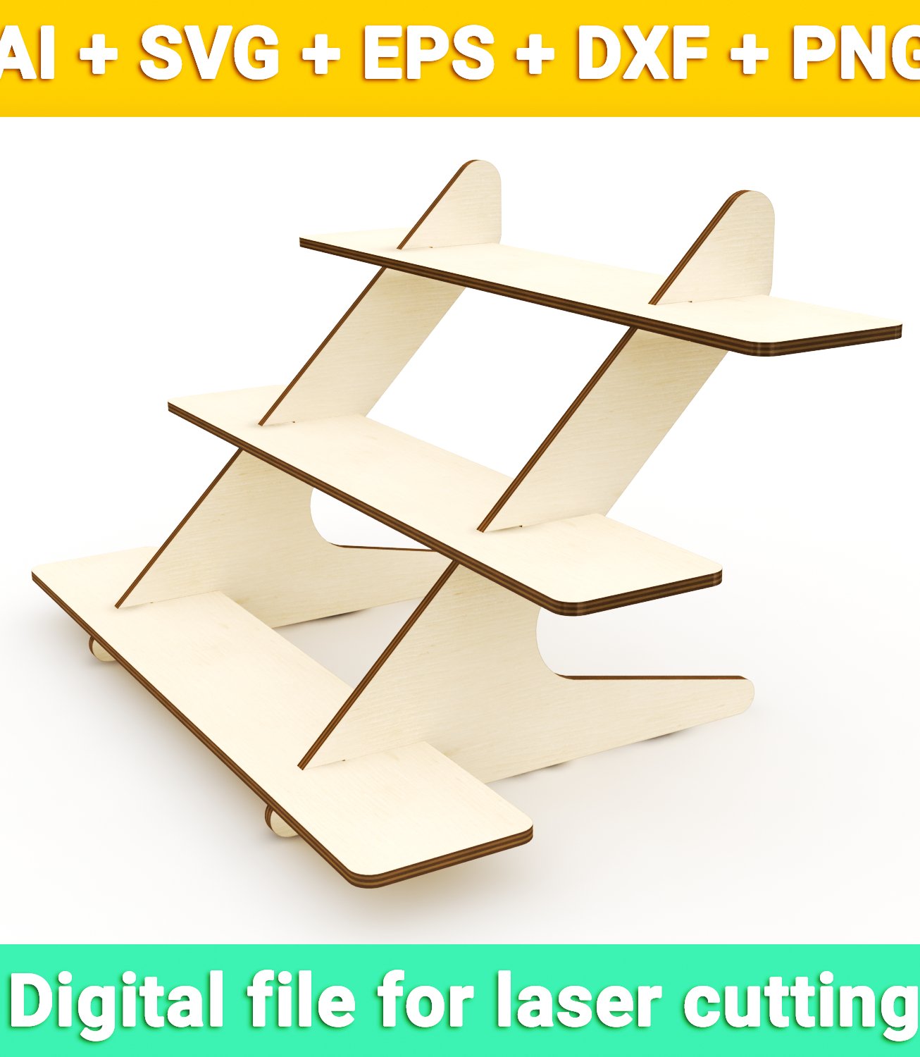 Triple table shelf vector for CNC svg vector file