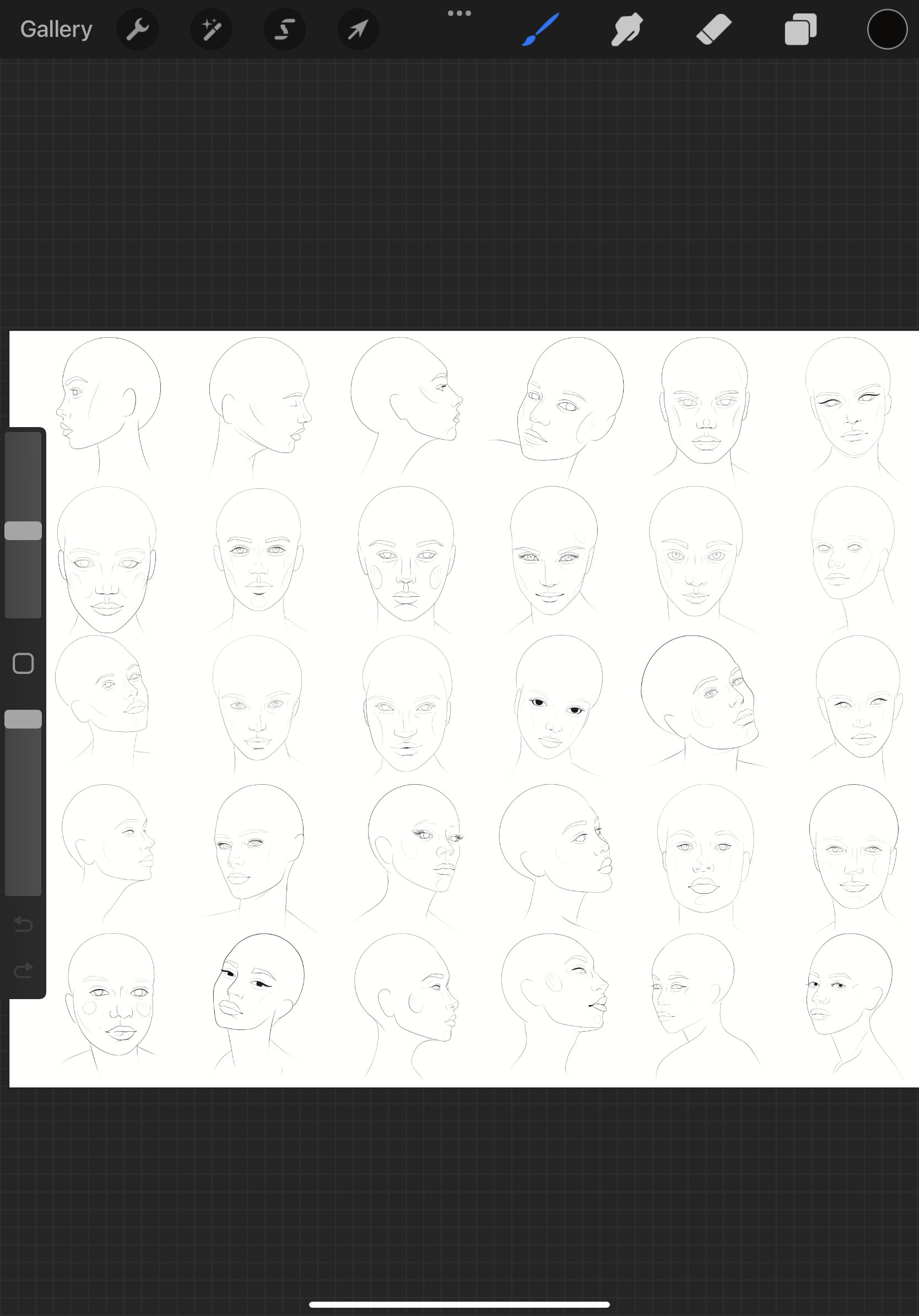 Female Human Face Set 3 Procreate Brush Stamps, 30 Faces