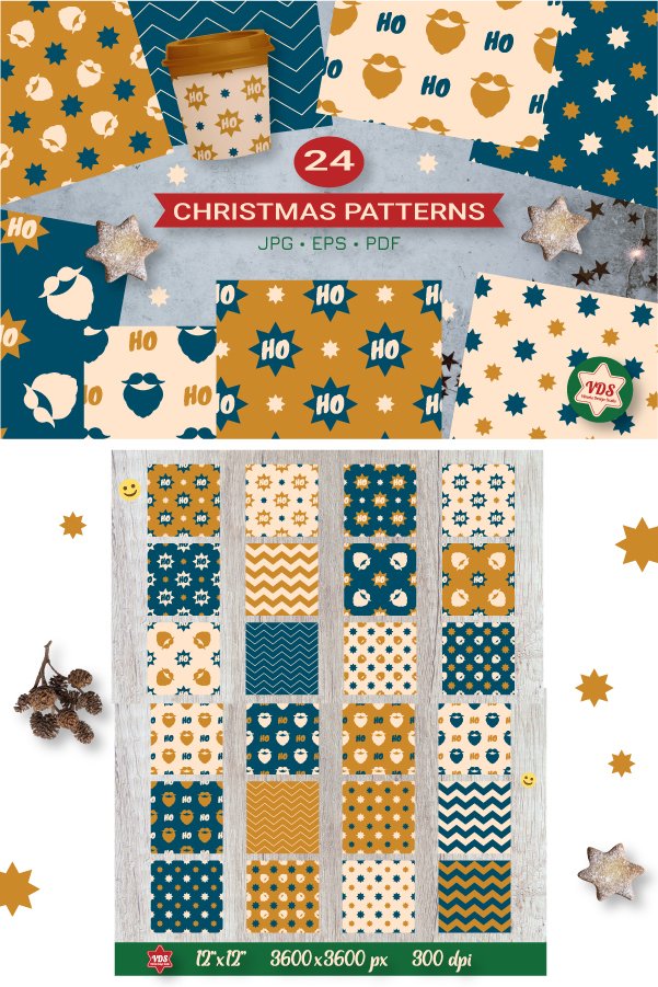 Christmas Patterns. Pop Art Style.