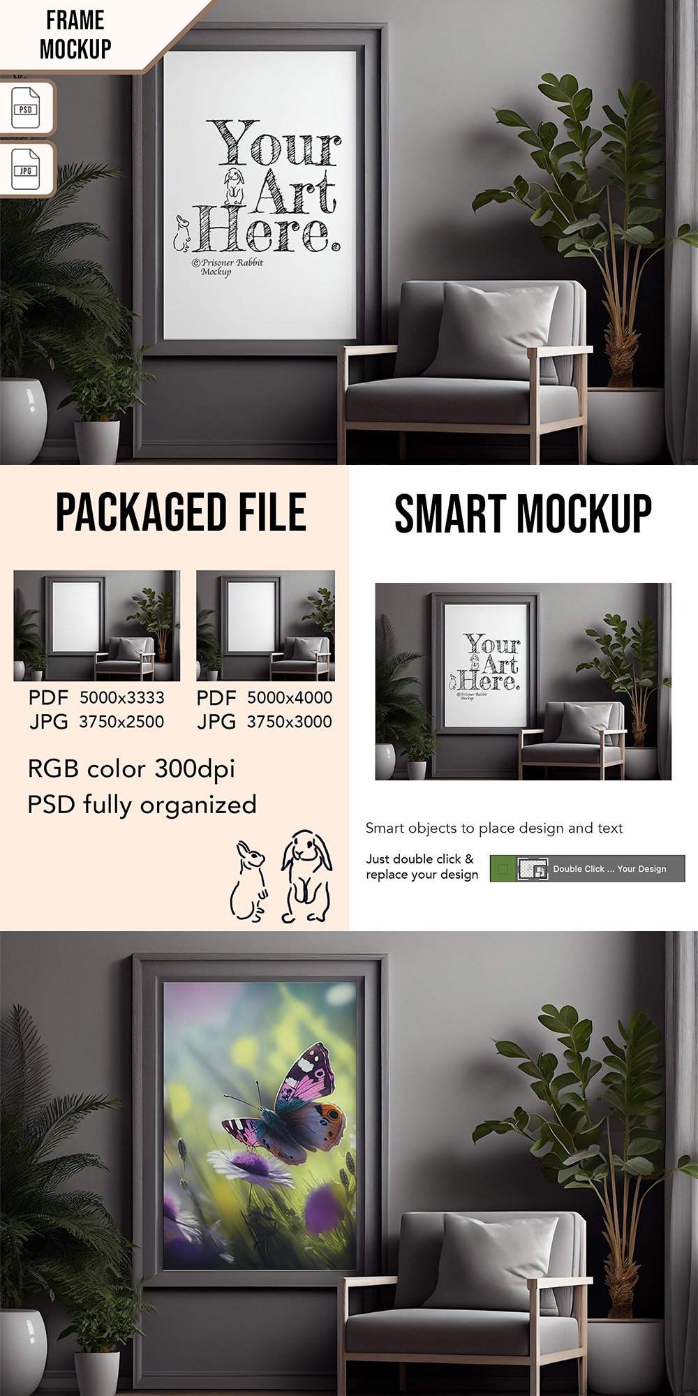 Frame Smart Mockup PSD & JPG Template Graphic (2770371)