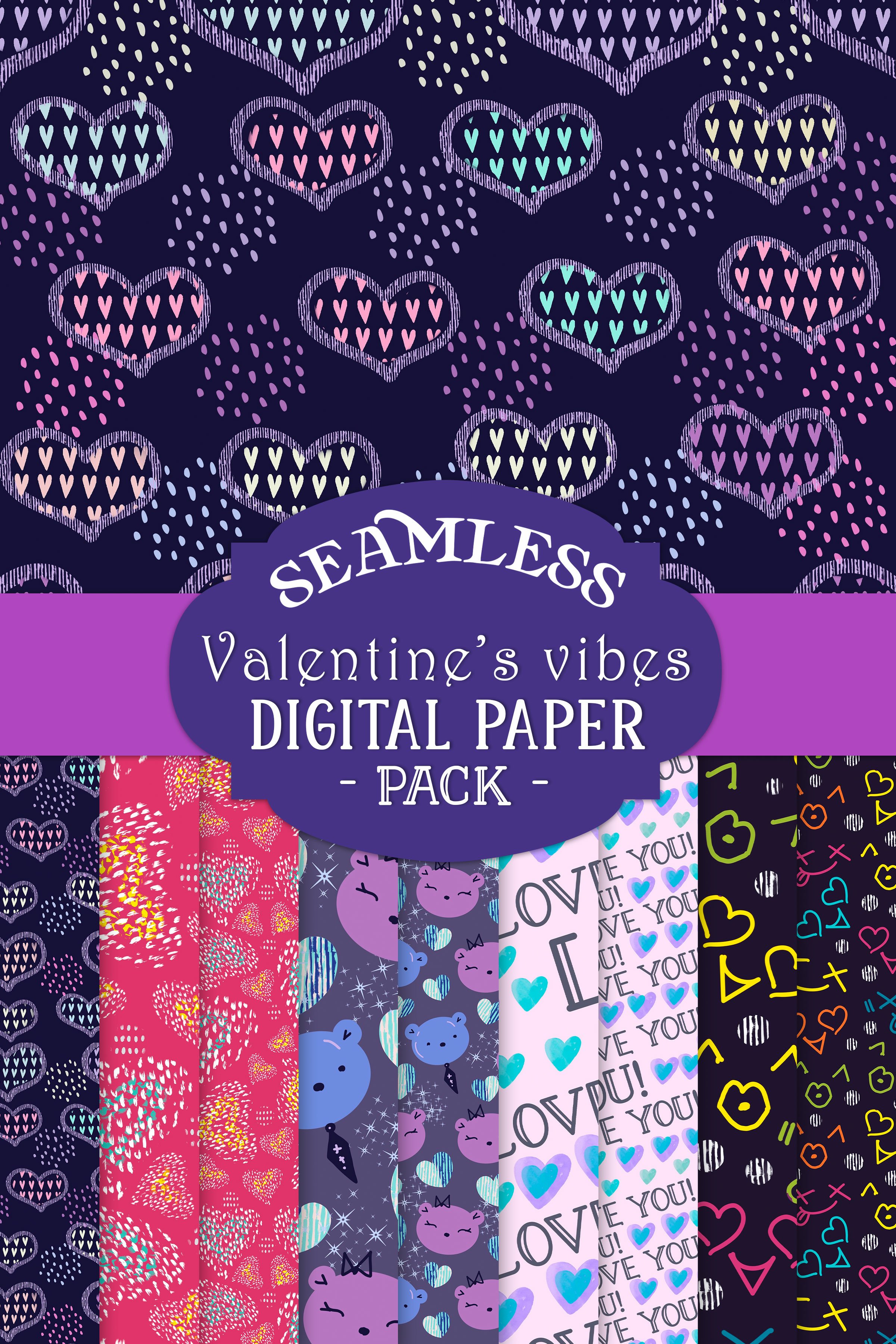 Valentines Day Seamless Digital Paper | Heart Patterns