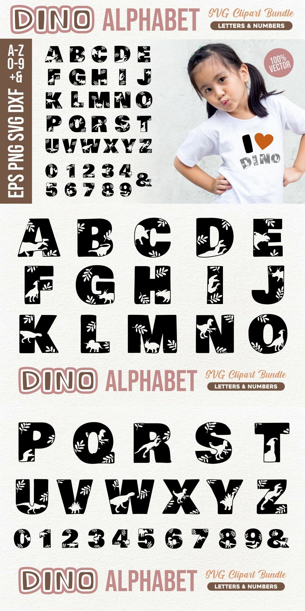 Dino Alphabet, Alphabet Animals Letters and Numbers