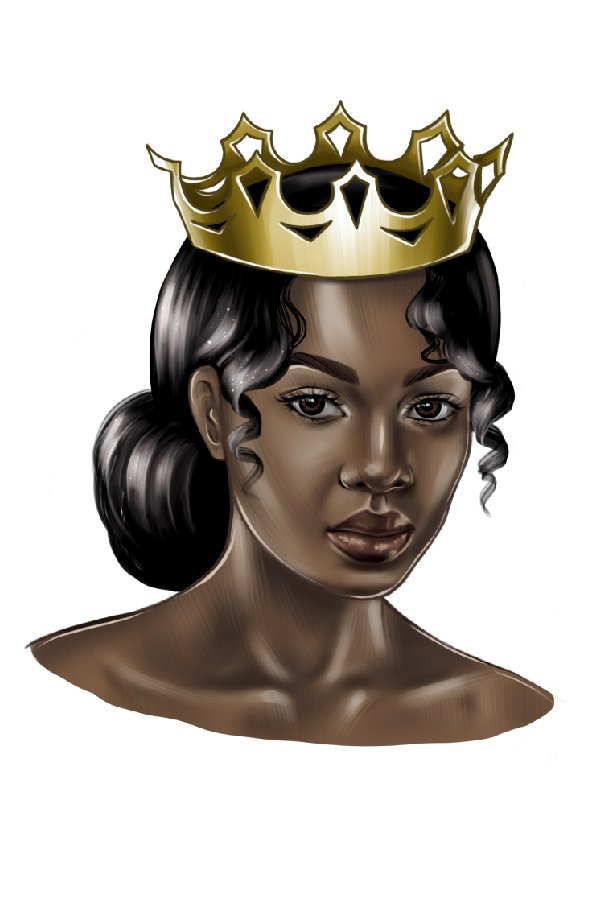 Black queen png, afro woman with gold crown clipart