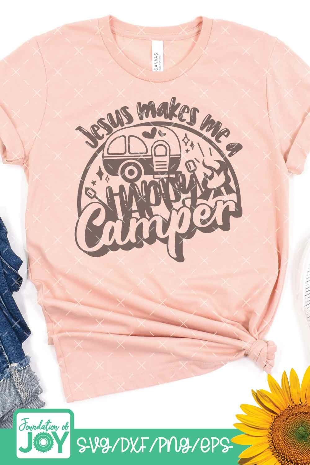 Jesus makes me a happy camper svg, Christian Camping svg