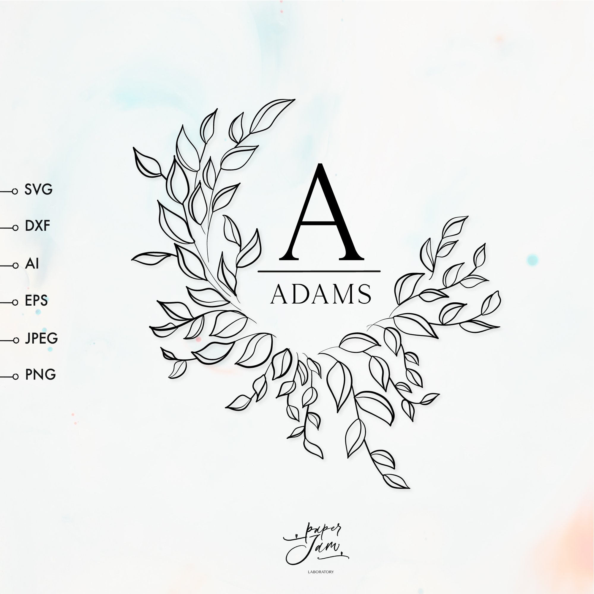 Floral frame svg Wedding monogram svg Last name (1582113)