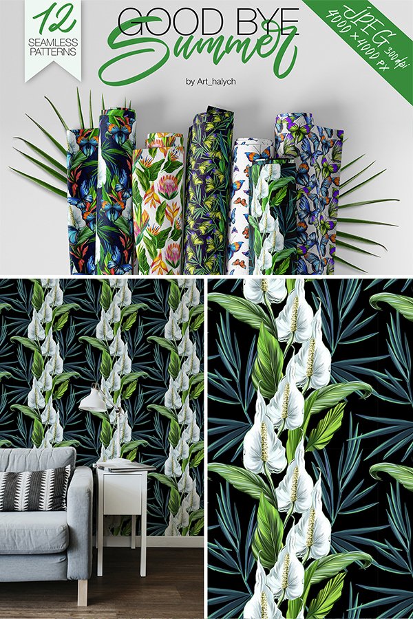 Seamless patterns JPEG with butterflies