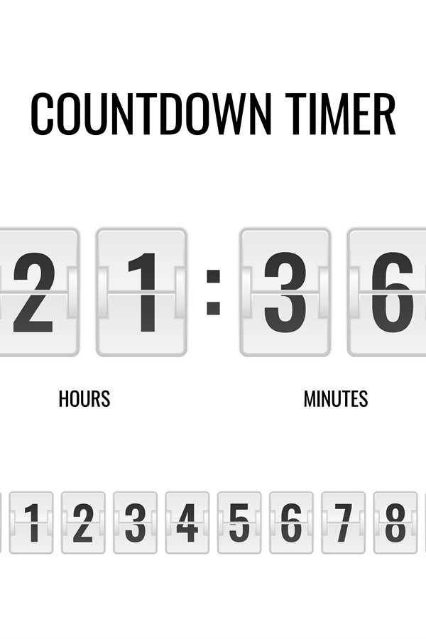 Countdown clock. Counter timer clocks counts day digital dow