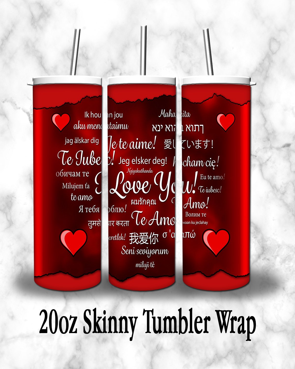 Heart Tumbler Wrap Png | Love Tumbler | 20oz Tumbler png