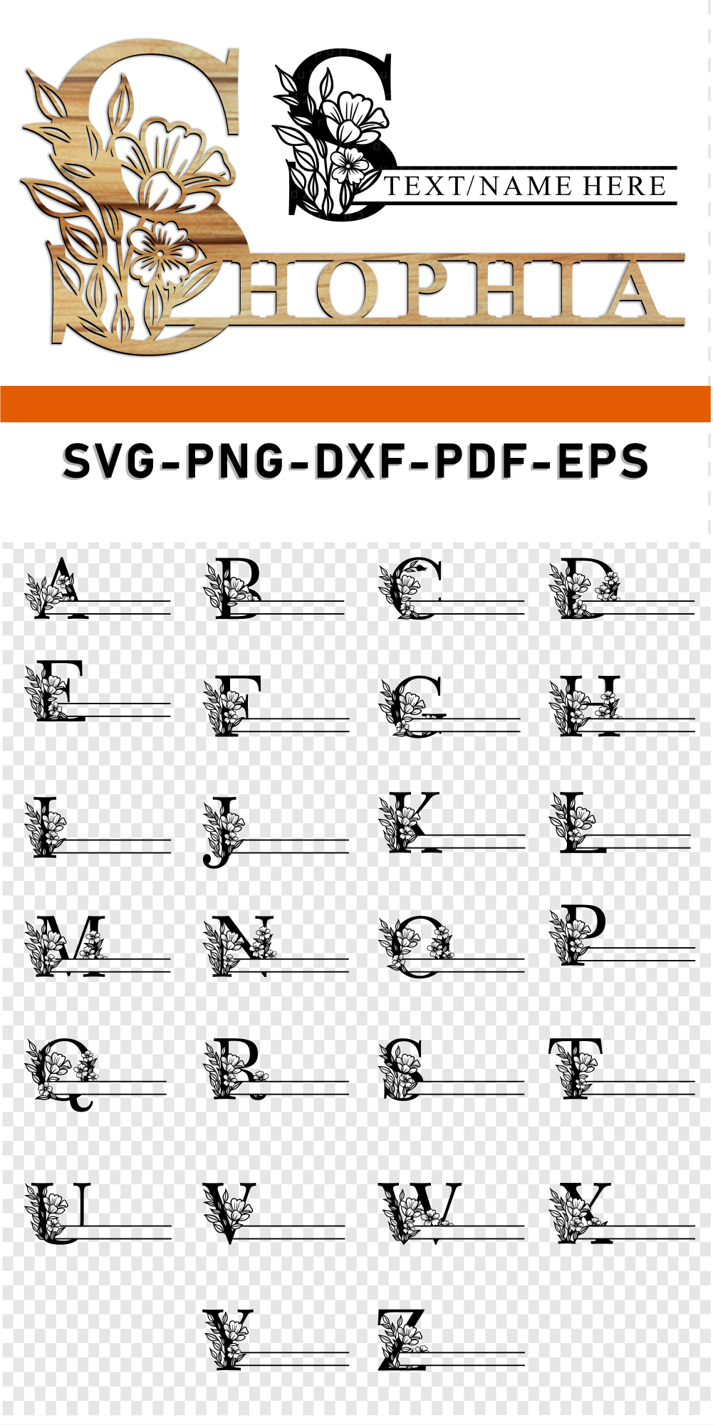 Monogram Split Alphabet Letters Font SVG Laser Cutting Files