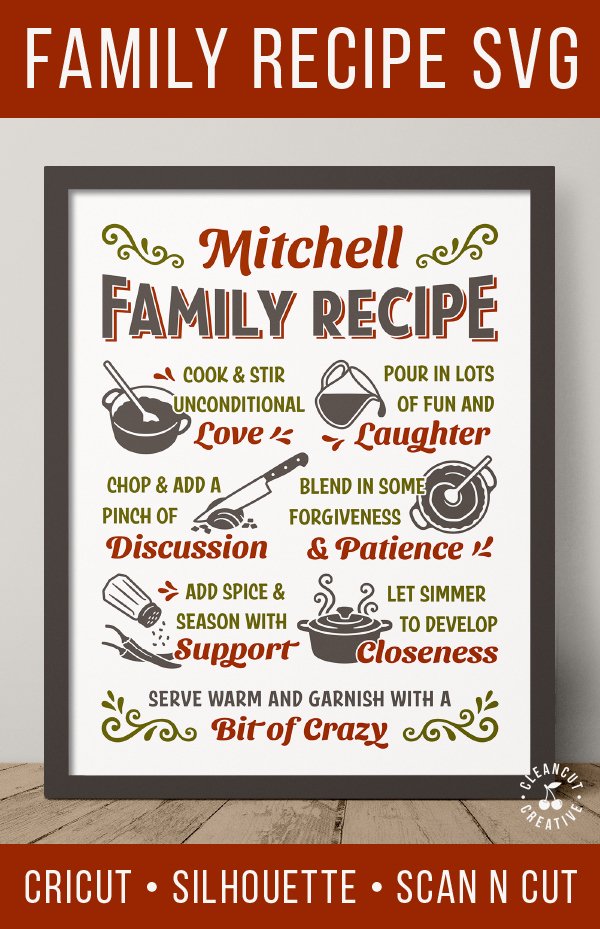 Our Family Recipe SVG | Personalized Family Kitchen Sign SVG