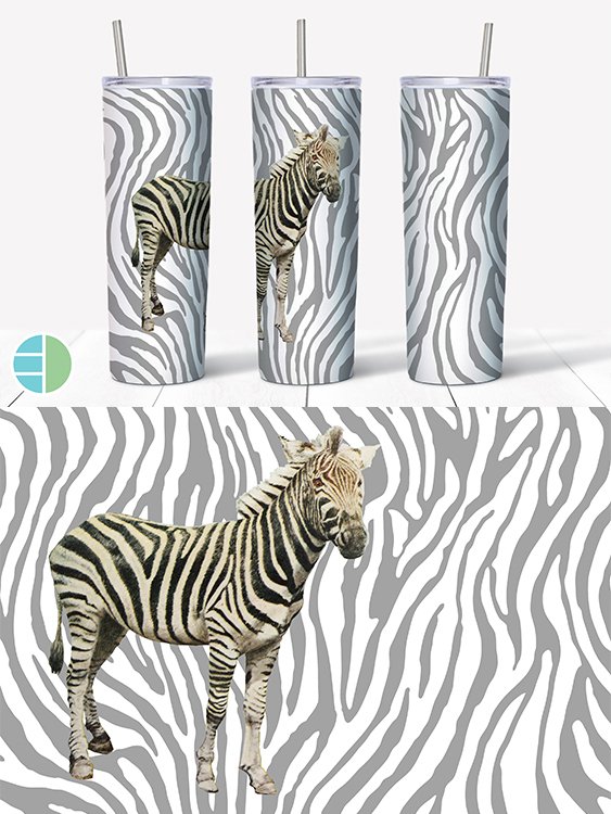 Zebra Tumbler | Vintage Zebra Sublimation Design