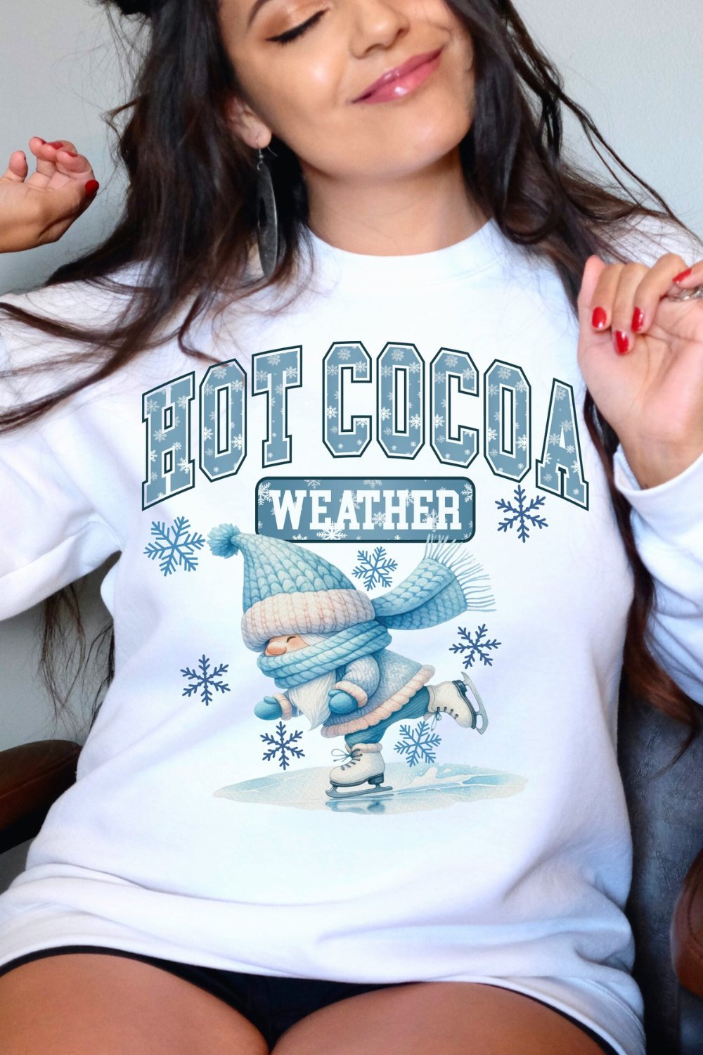 Hot Cocoa Weather Whimsical Winter Scene with Ice Skating