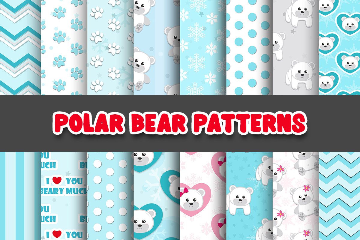 Polar Bear Digital Papers and Patterns