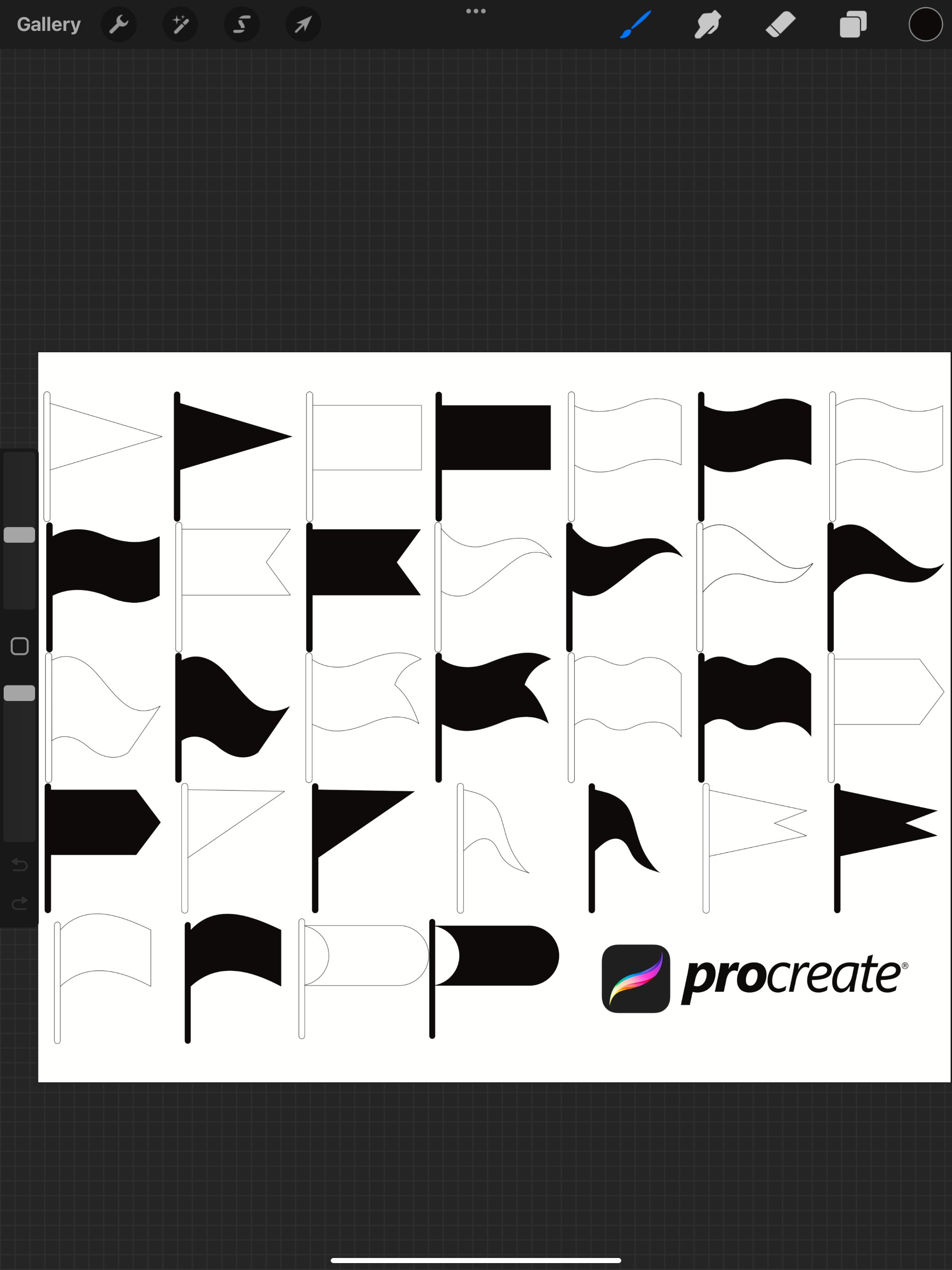Flags Set 1 Procreate Brush Stamps, 32 Flags