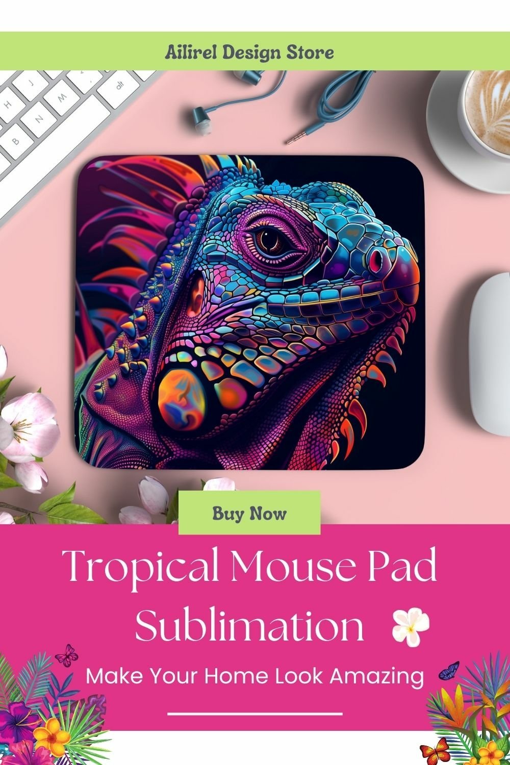 Lizard Mouse Pad Sublimation Design