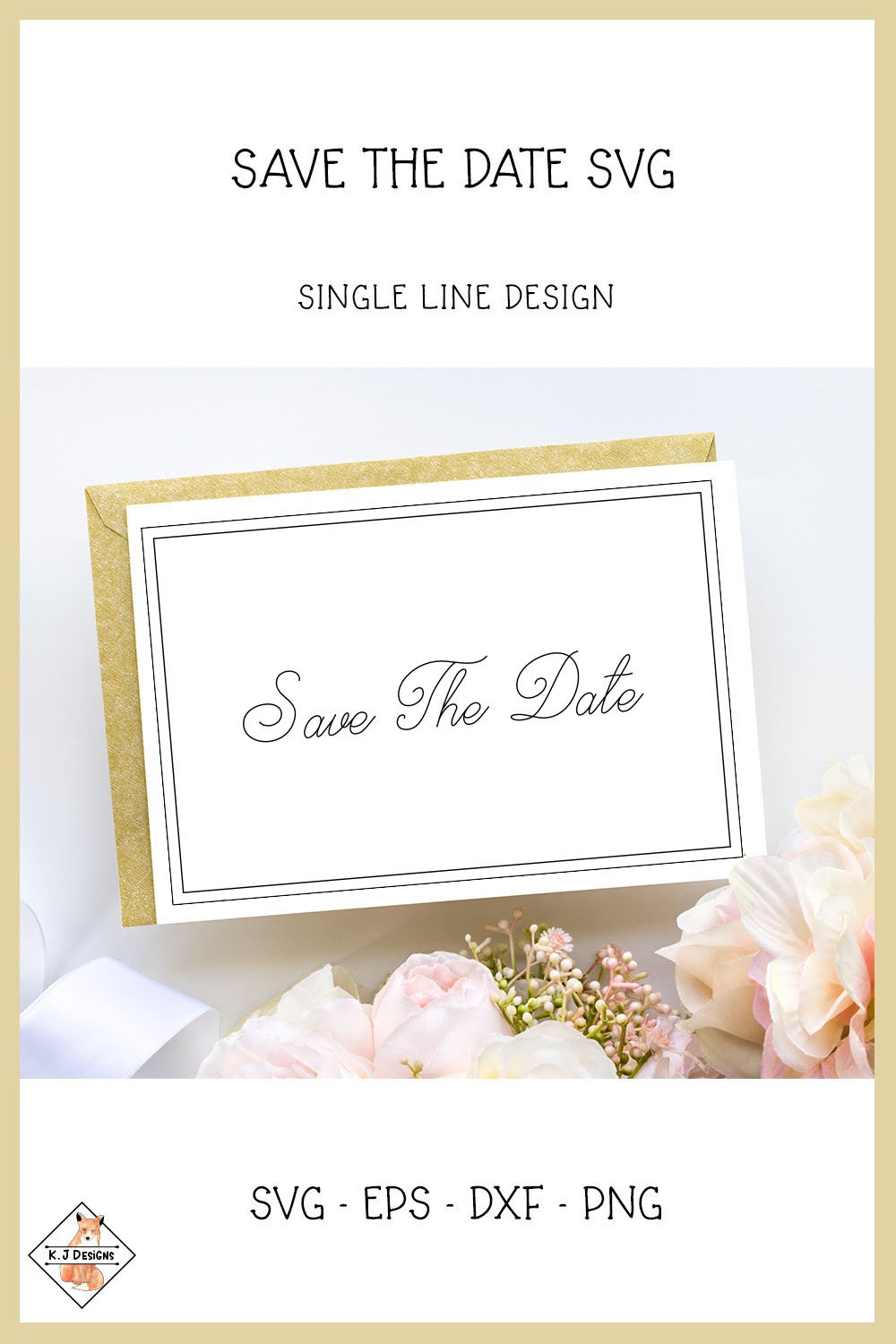 Save The Date Single Line Design | Foil Quill Wedding SVG