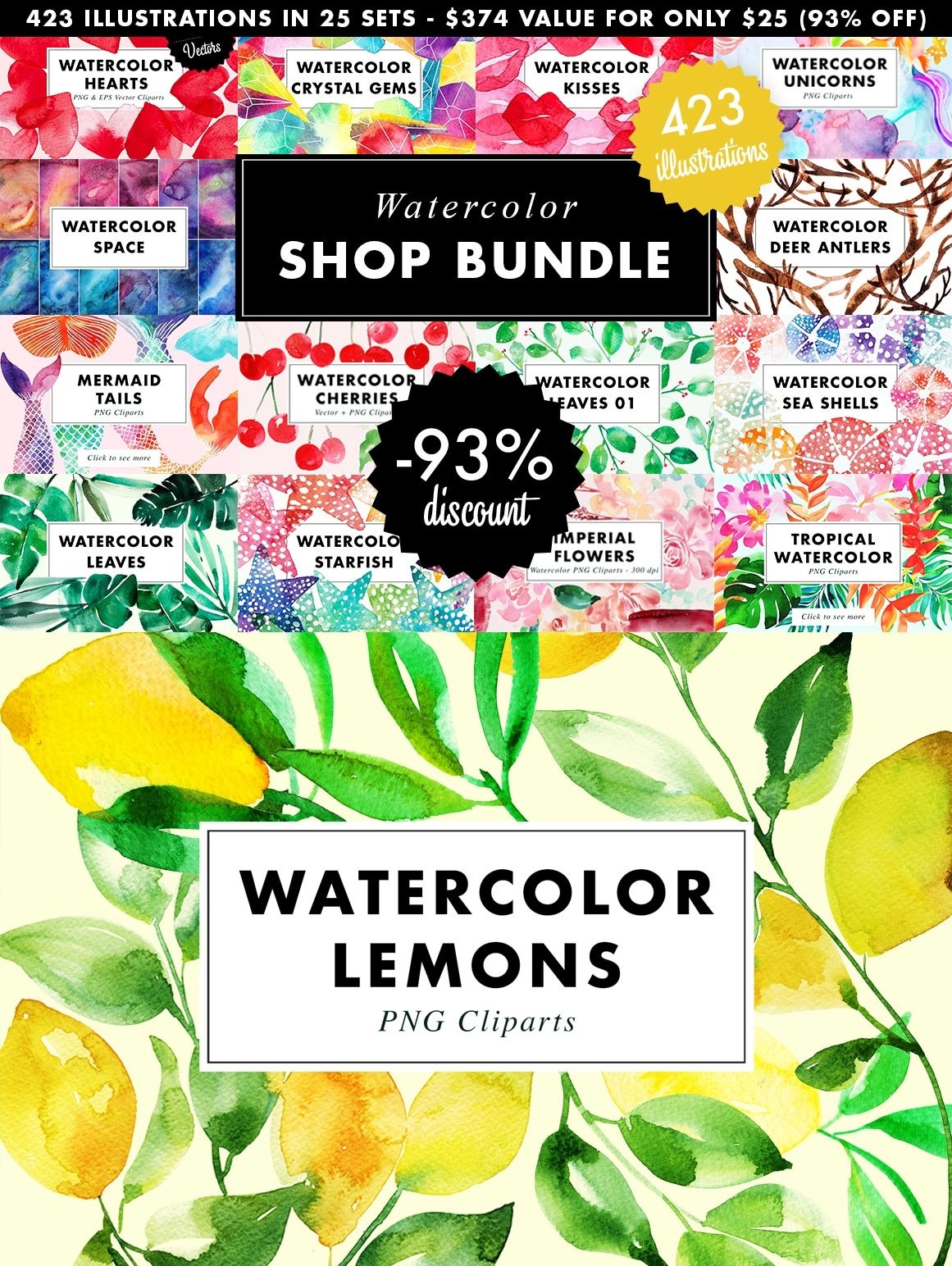 SALE | Watercolor Bundle | Best Sellers Clipart Illustration