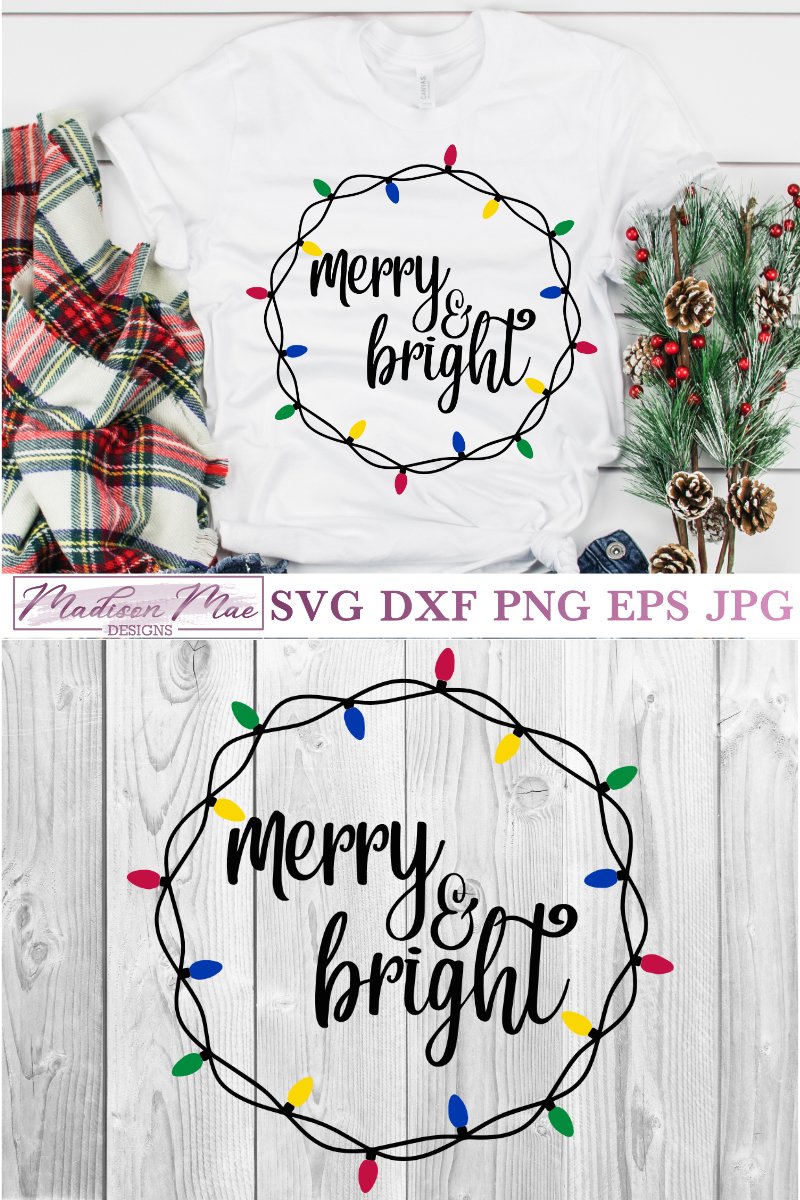 Merry And Bright, Christmas Lights SVG (388132)