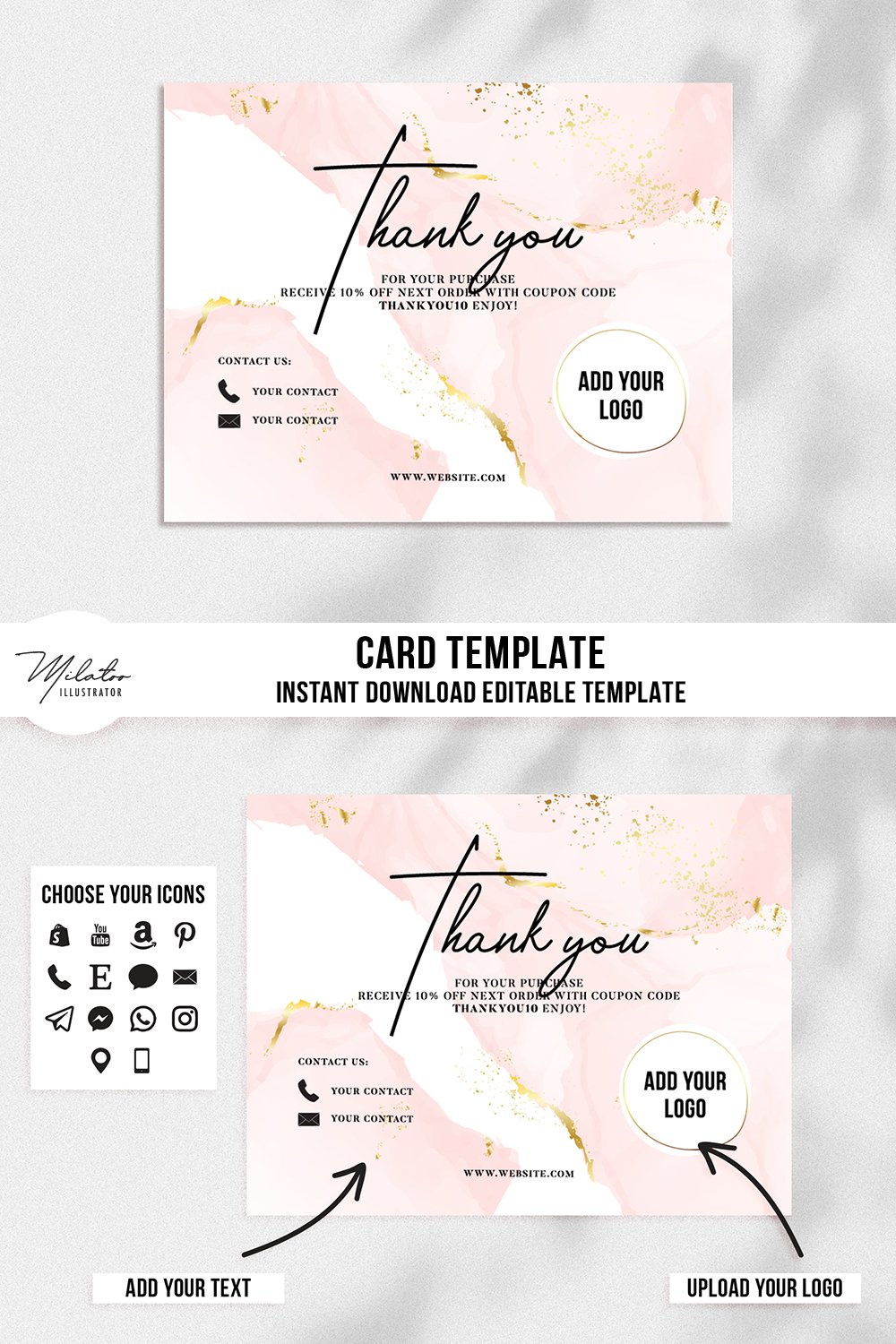 Thank You coupon card, printable template, business card