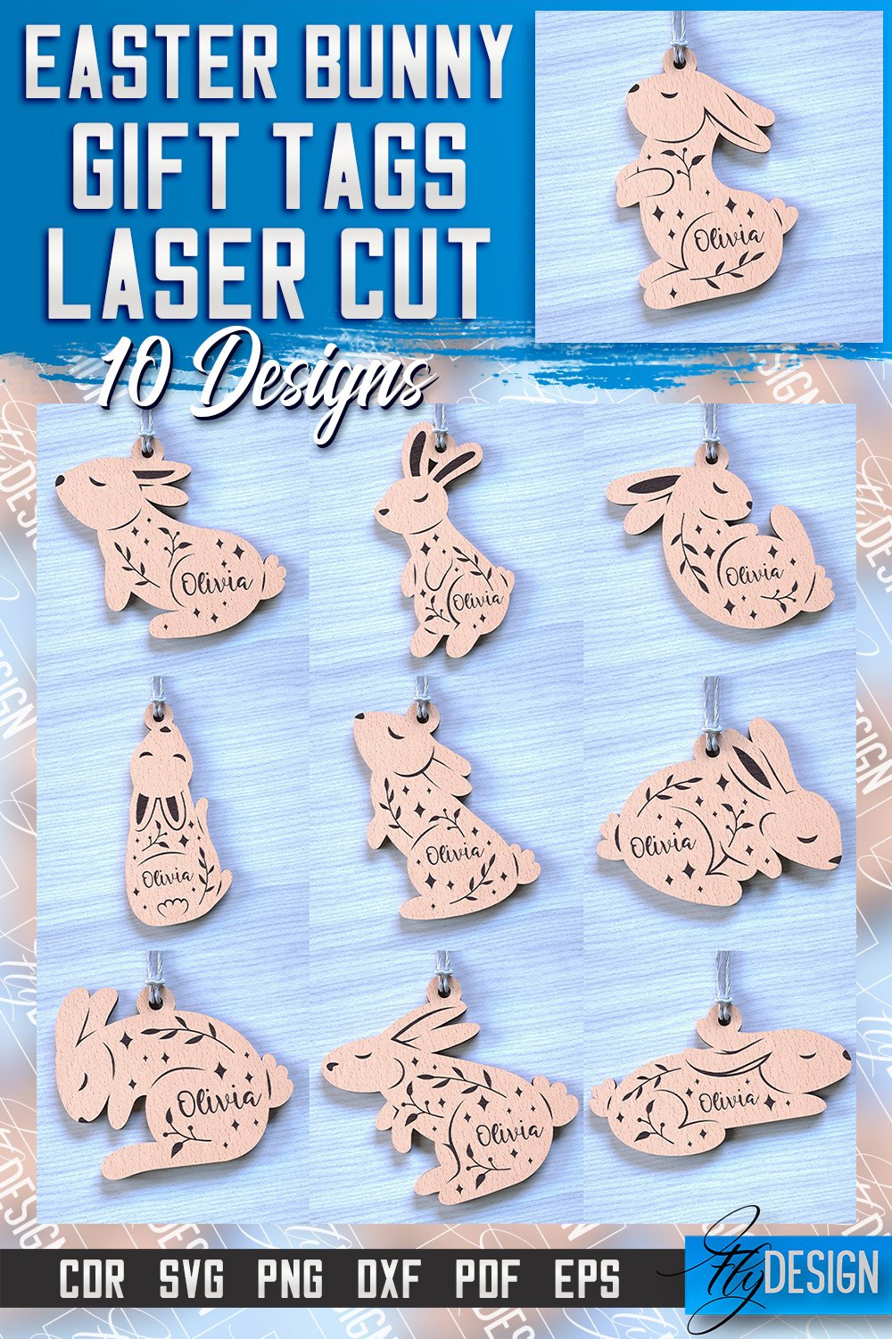Easter Bunny Gift Tags Laser Cut Design|Easter Bunny Tags