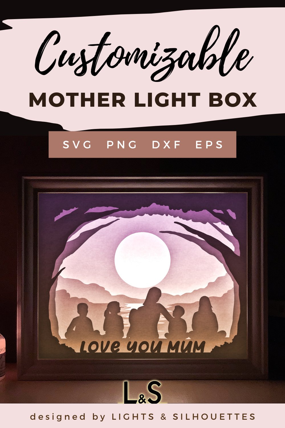 Mum Shadow Box svg File| Papercut Lightbox Template
