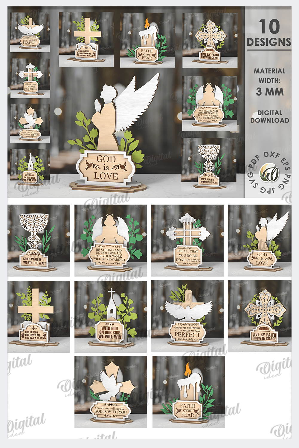 Christian Stand Decor Bundle Laser Cut. Christian Decoration