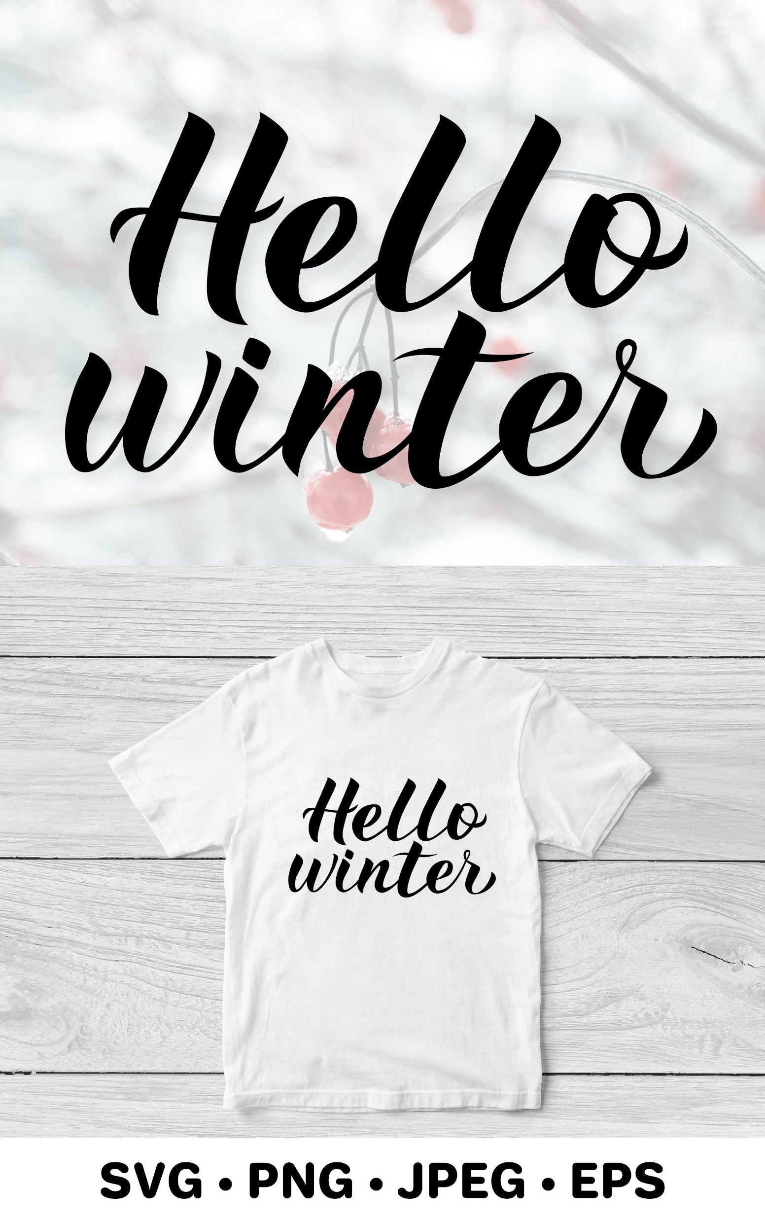 Hello Winter SVG. Winter sign. Winter quote SVG cut file