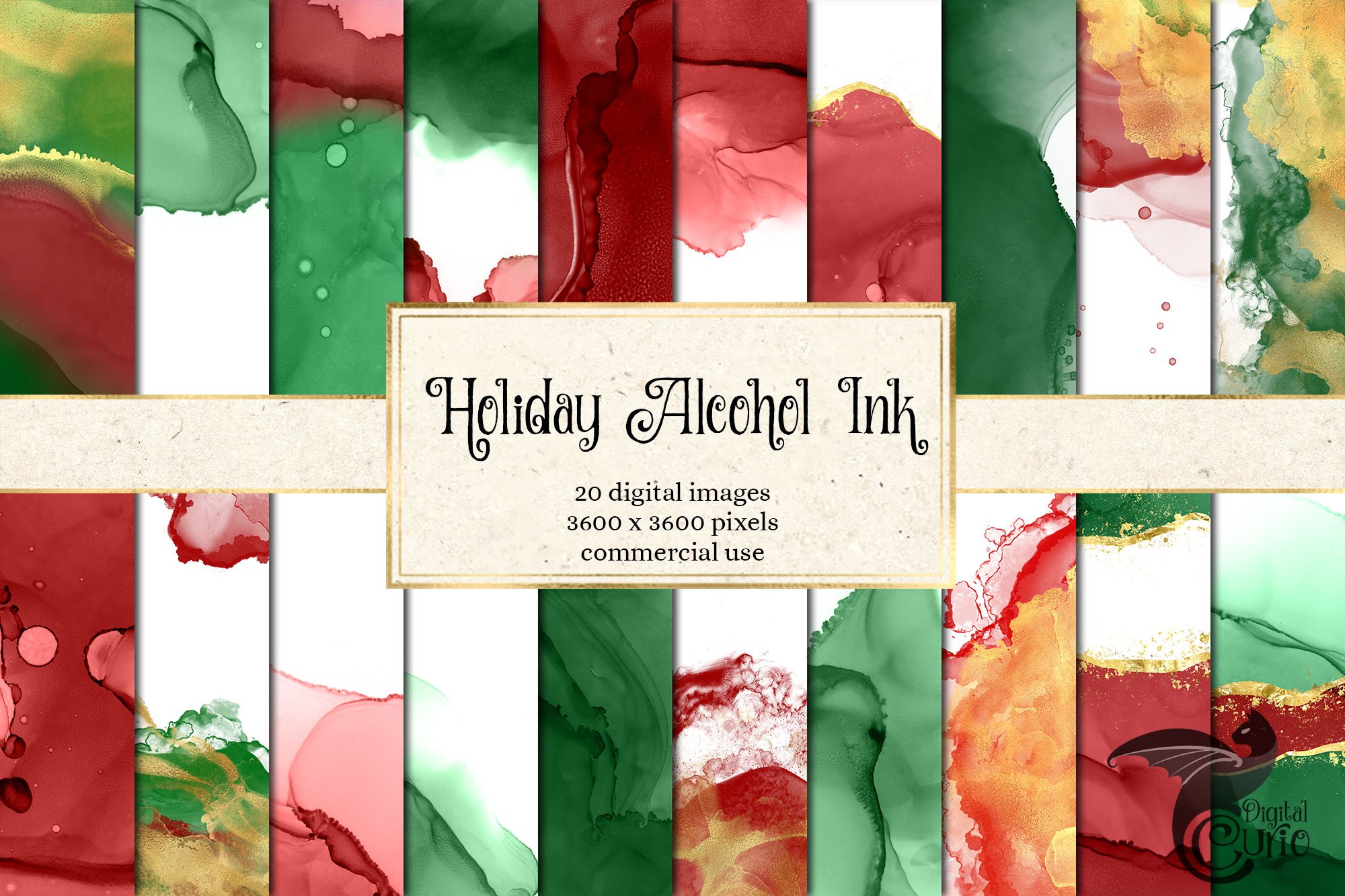 Holiday Alcohol Ink Digital Paper