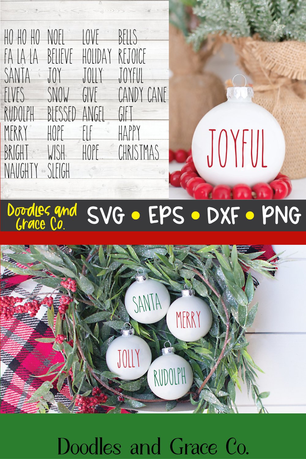 Rustic Christmas Words SVG - Christmas SVG - PNG - DXF - EPS