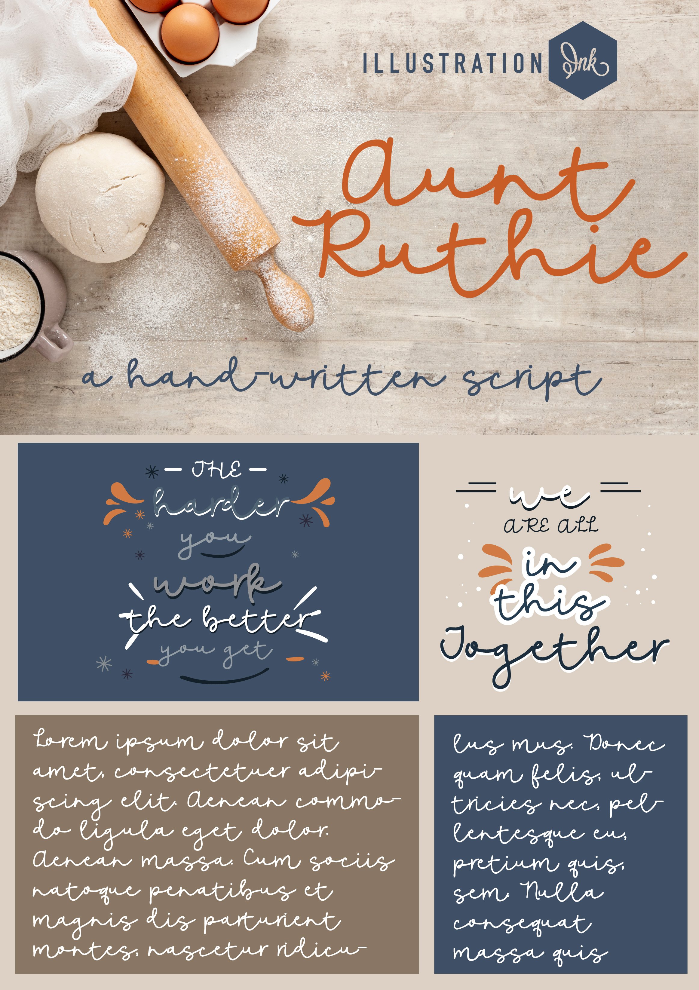 Hand-crafted, hand-written, script font