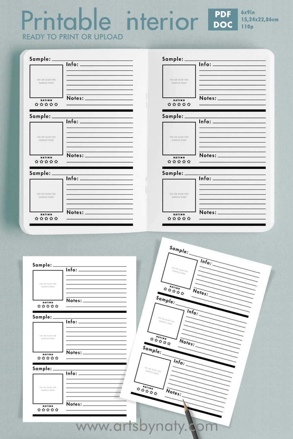 Samples keeper printable notebook.