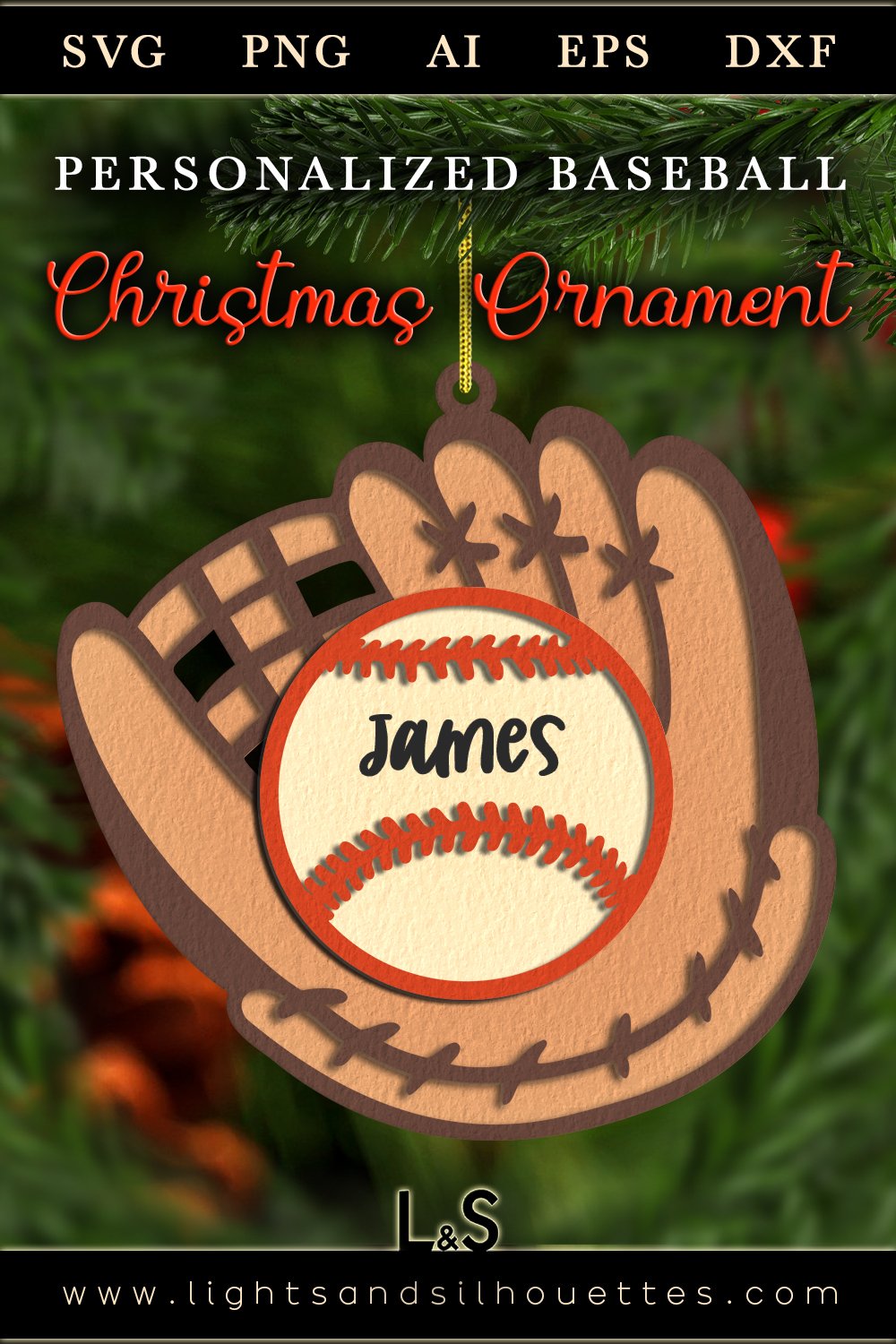 Baseball Ornament | Personalized Christmas Ornament Svg