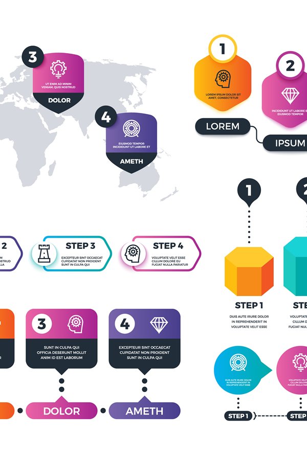 Business infographics. Status structure elements, target gro