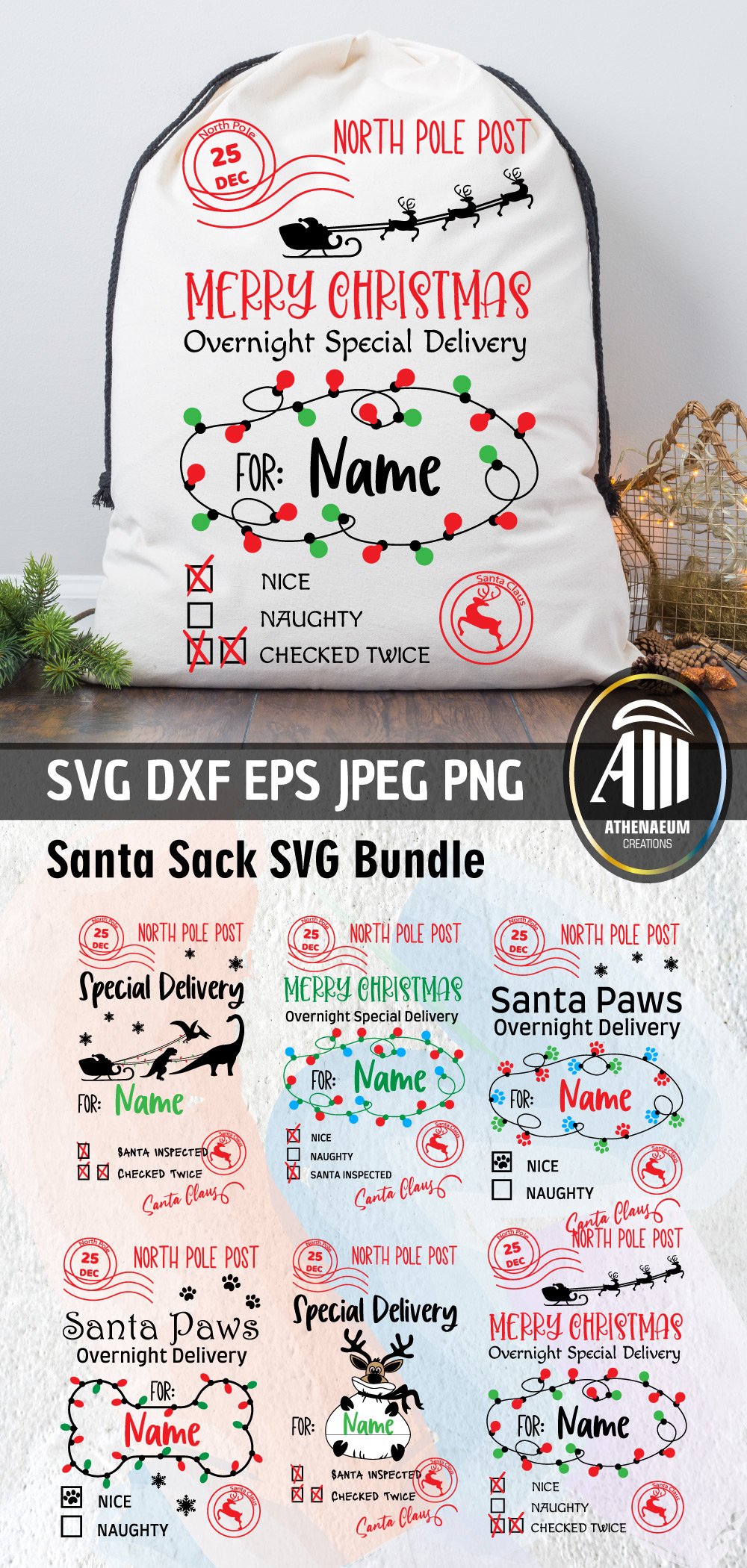 Santa Sack Bundle| Christmas Sack SVG| Santa Bag| Cut Files