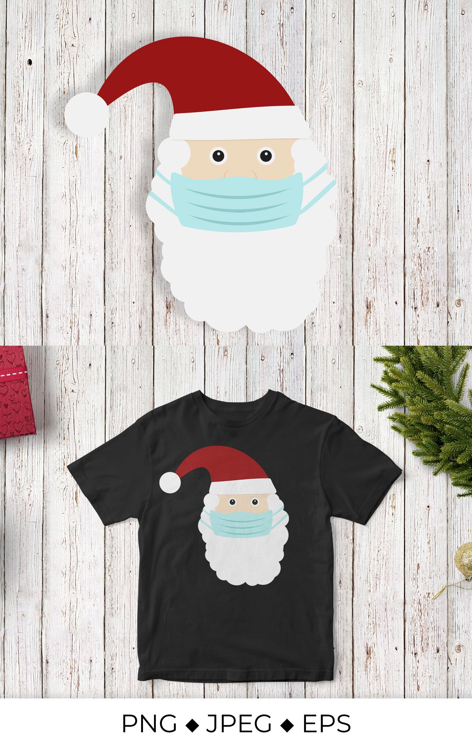 Santa Claus wearing protective face mask. Covid Christmas