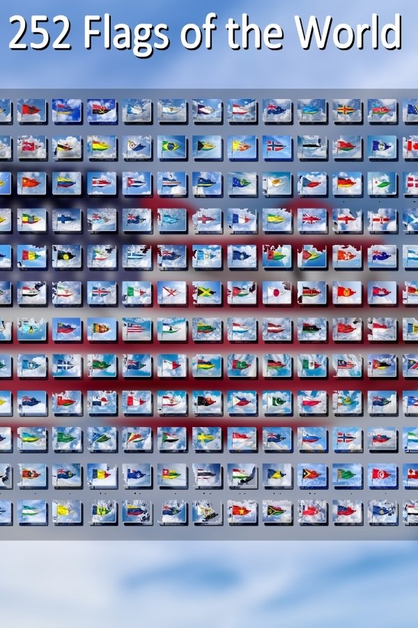 252 Flags from all over the World waving in the wind
