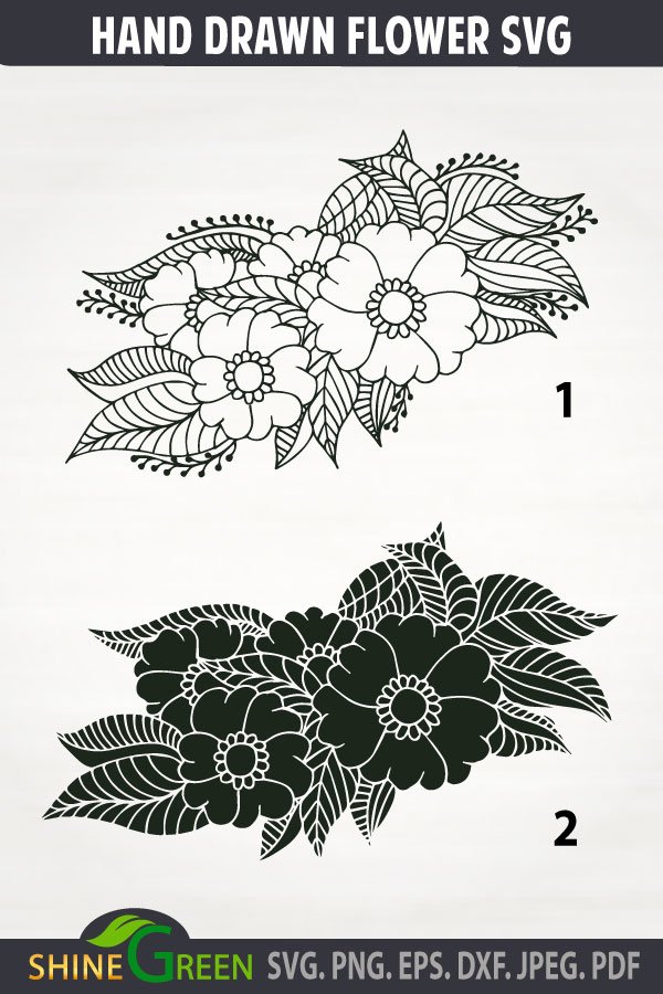 Flower SVG - 2 Hand Drawn Flowers