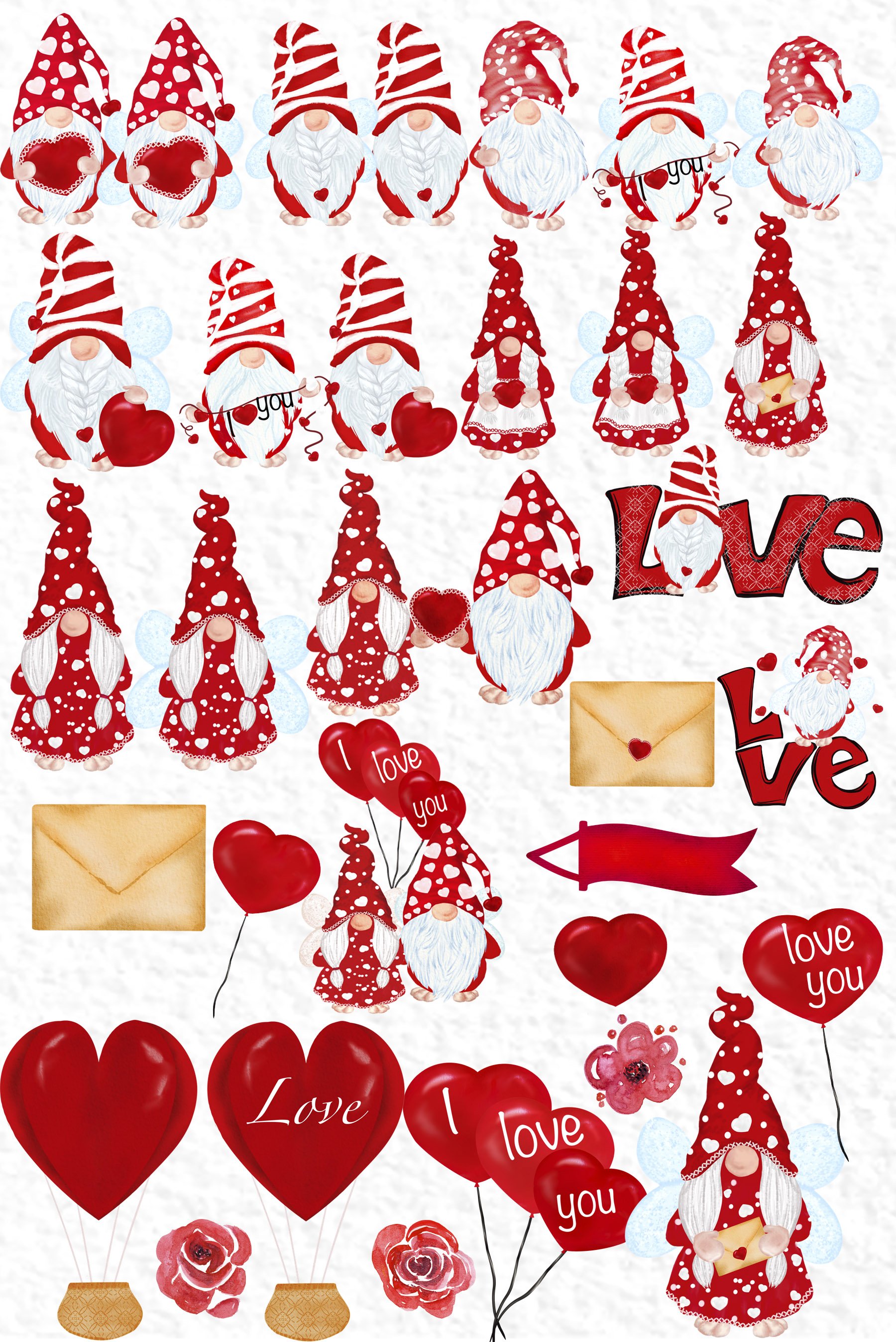 Valentine Gnomes clipart Love clipart Cute Characters