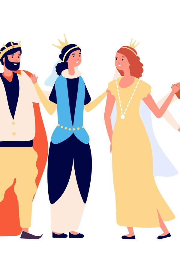 The royal family. Cartoon queen king princess and prince. Is