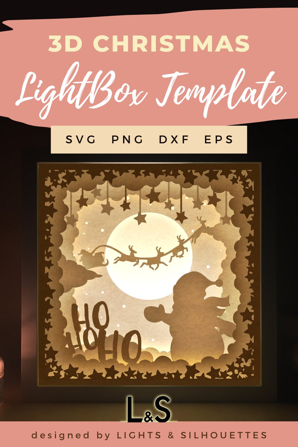 Christmas Shadowbox Svg | Light Box Template