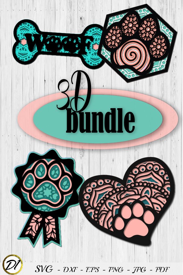 3D layered bundle for pets. Bundle Dog SVG. (1236499)