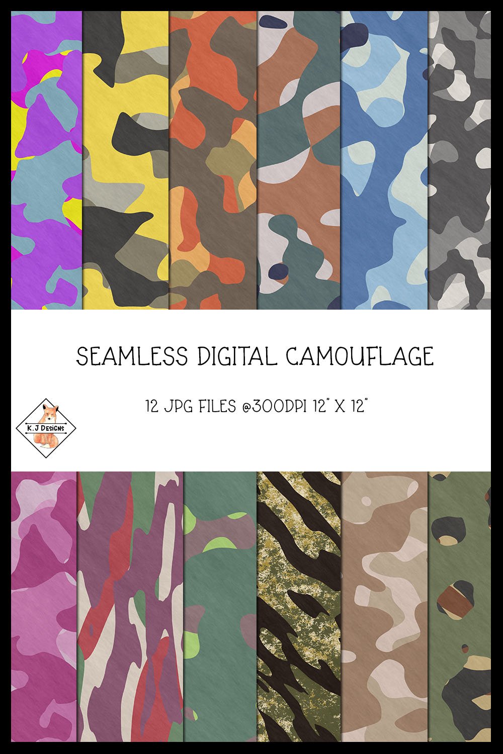 Camouflage seamless digital design bundle