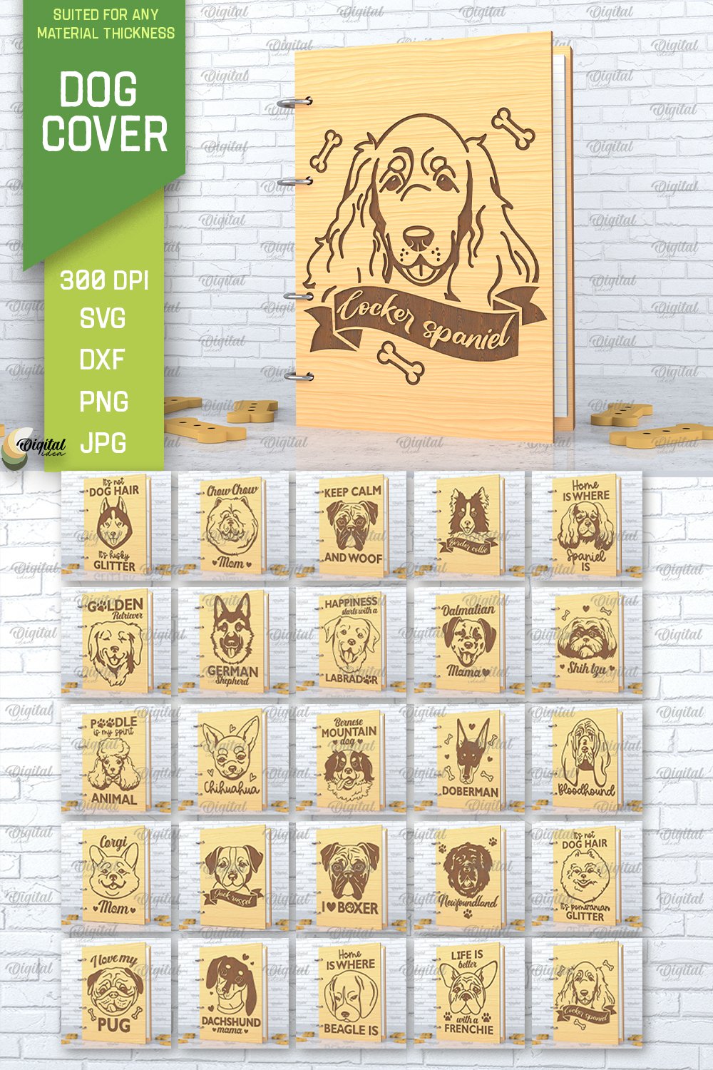Dog Covers SVG Bundle. 3D Notebook Cover Laser Cut