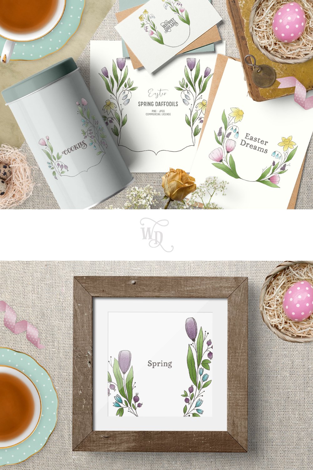 Floral Easter clipart frames | Spring clipart with flowers