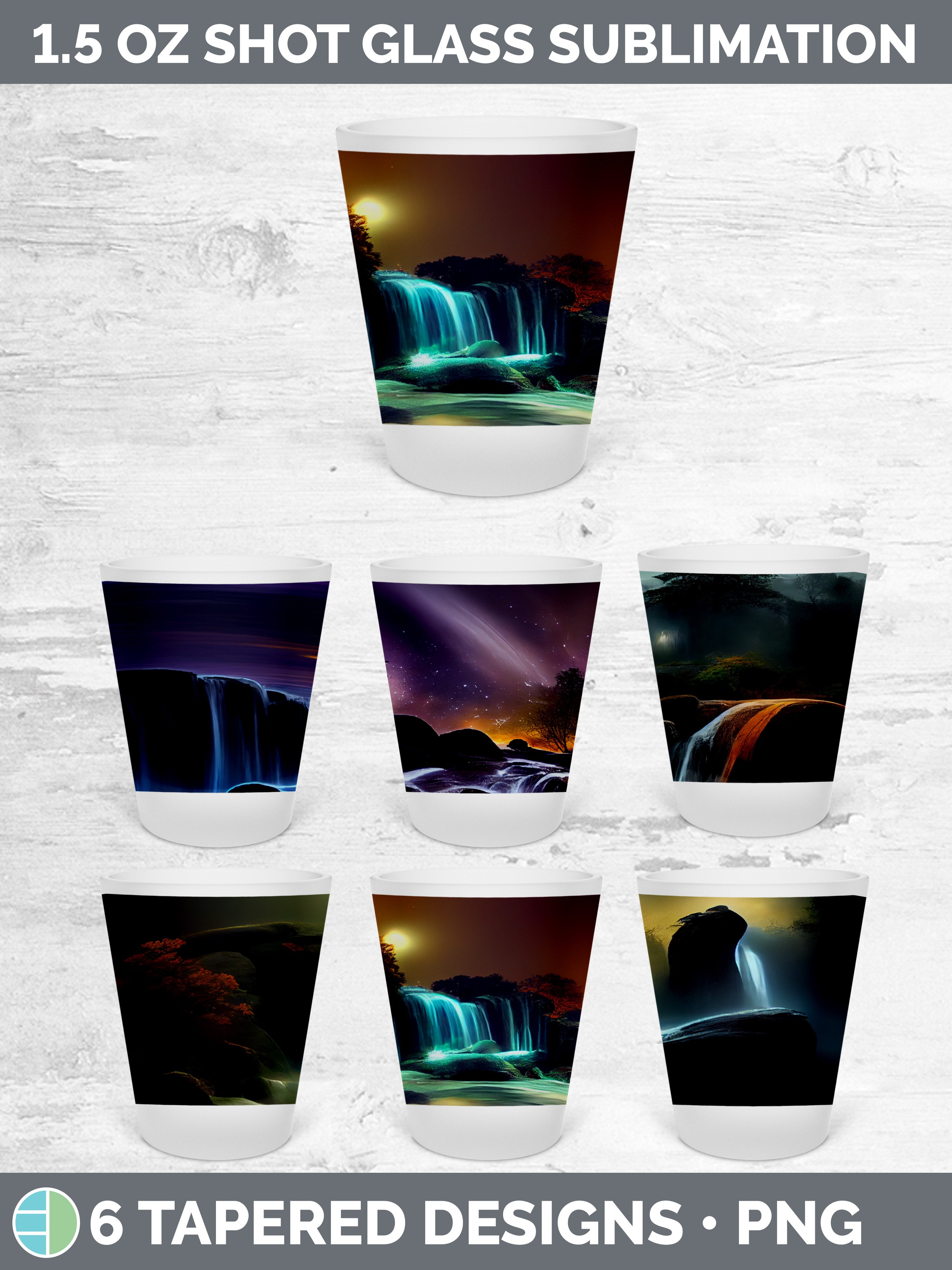 Waterfall Landscape Shot Glass Sublimation | Shot Glass 1.5o