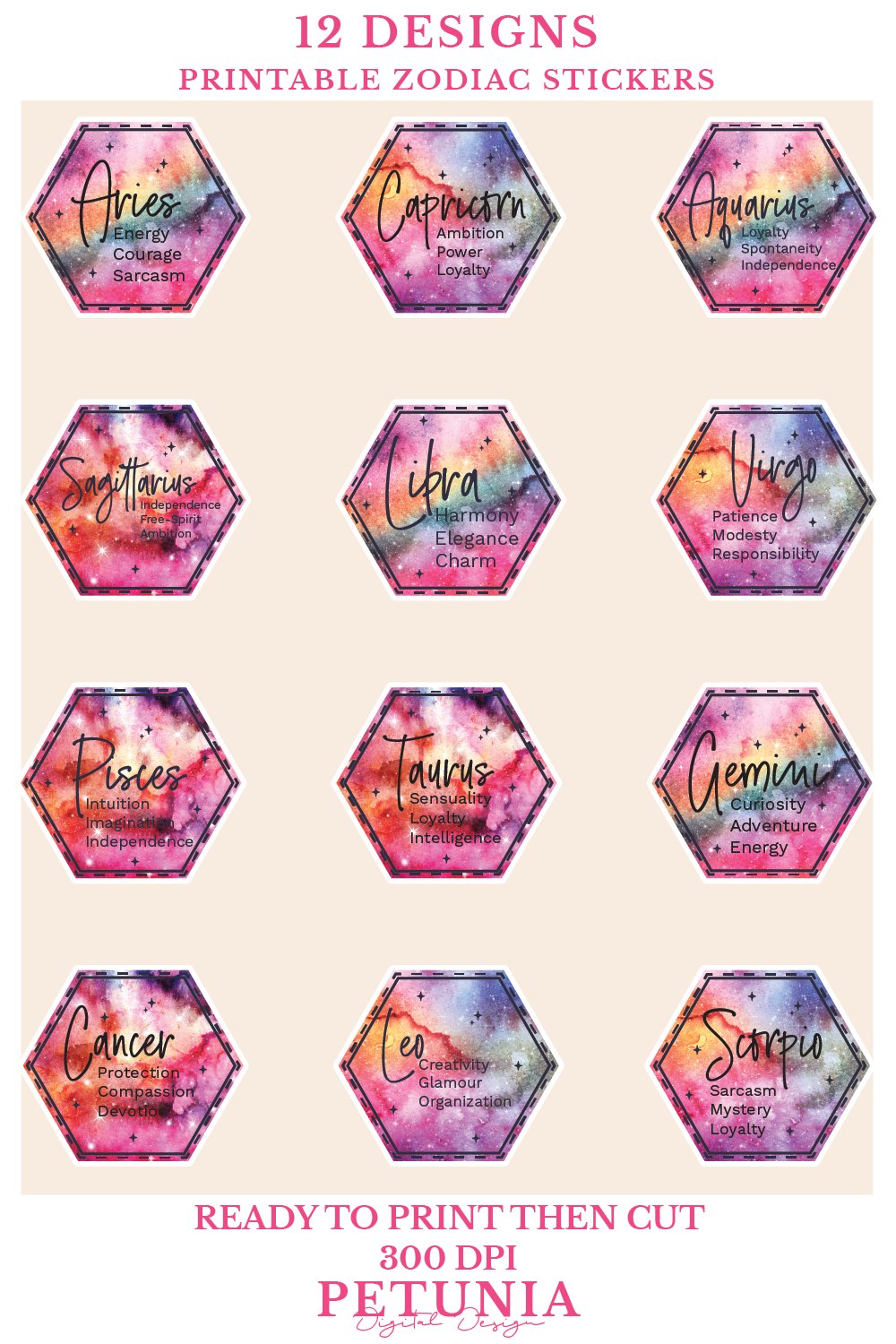 Zodiac Stickers Bundle | Zodiac Sign Printable Stickers