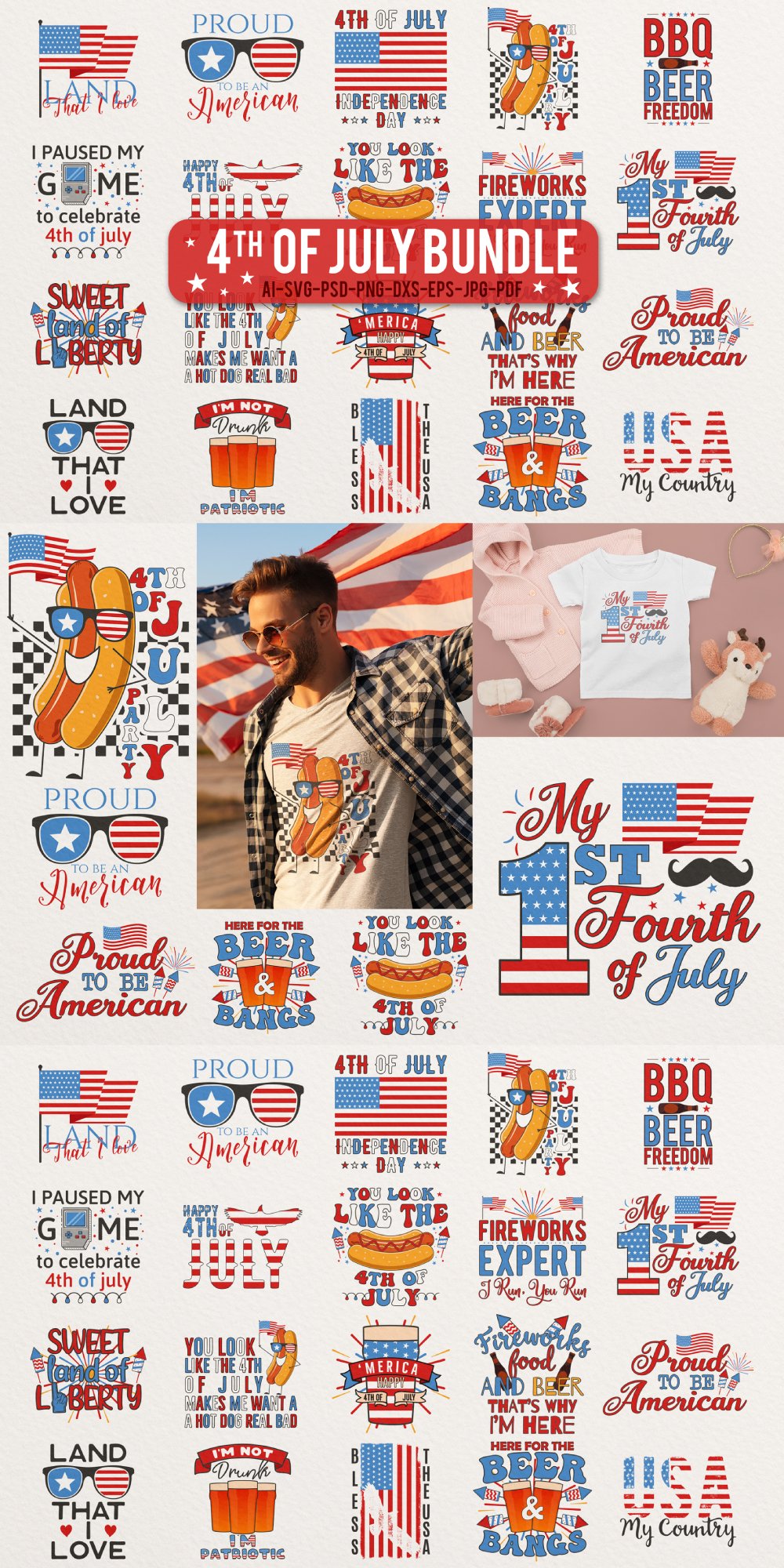 4th of July SVG Bundle | USA Independence Day Clipart PNG